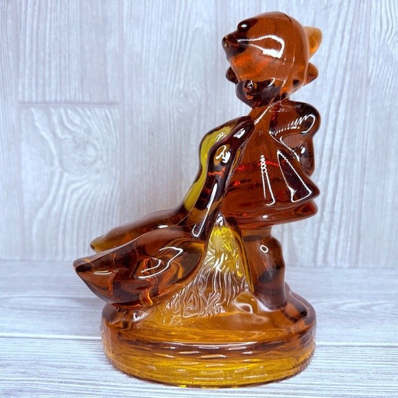 Vintage | Accents | Vintage Le Smith Glass Amber Girl With Geese Ducks ...